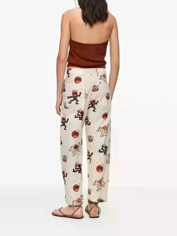 Bimba Y Lola Graphic Print Cotton Trousers