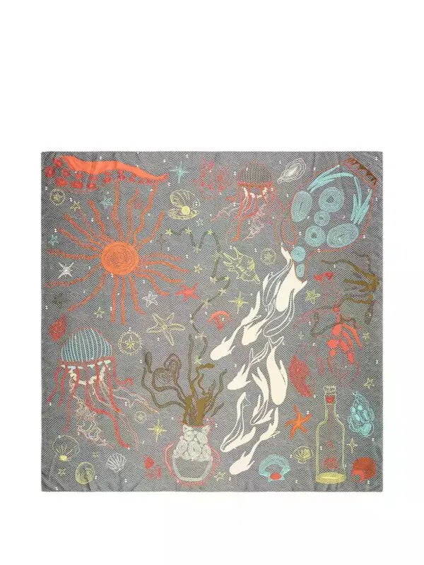 Bimba Y Lola Ocean-print Square Scarf
