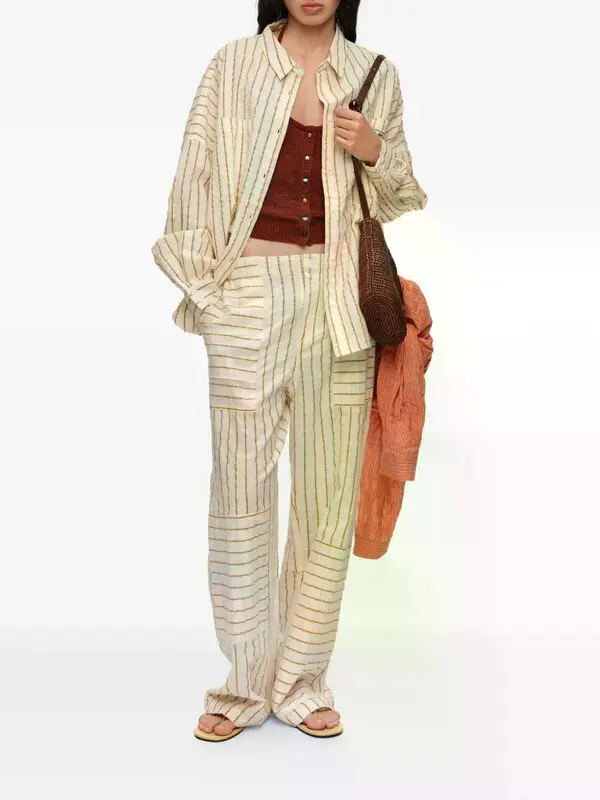 Bimba Y Lola Patchwork Striped Wide Leg Trousers