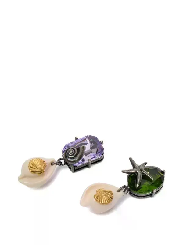 Bimba Y Lola Crystal And Seashell Drop Earrings