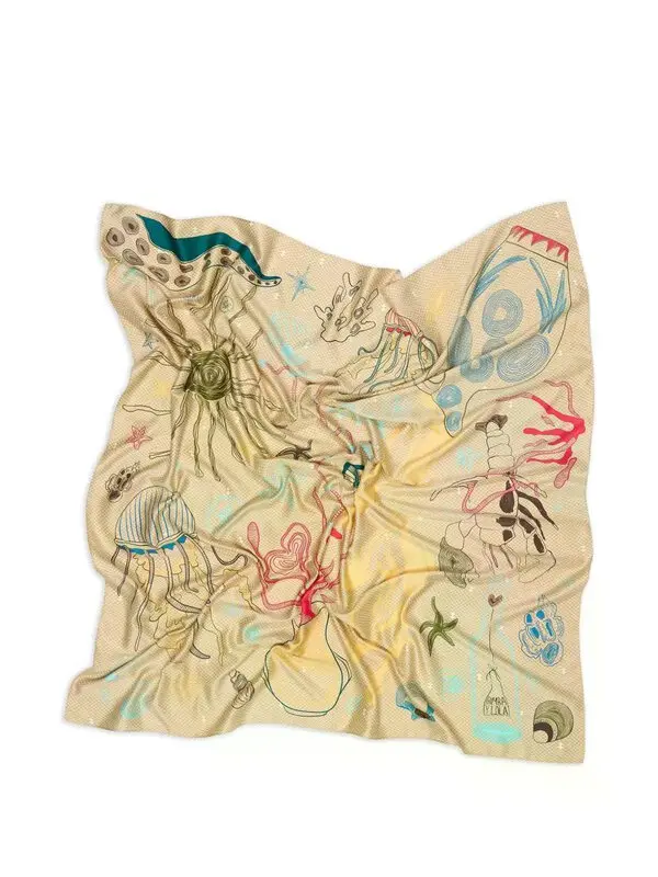 Bimba Y Lola Marine-print Square Scarf