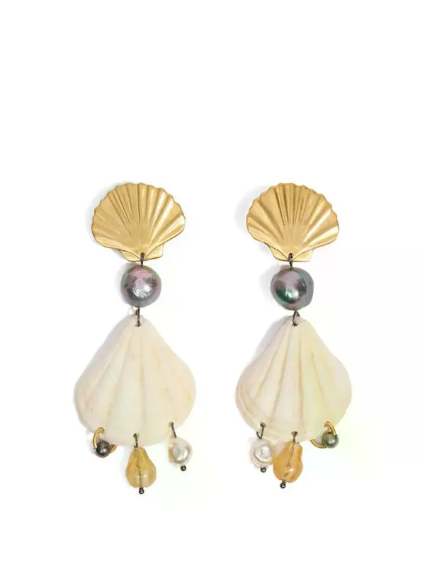 Bimba Y Lola Pearl And Shell Drop Earrings