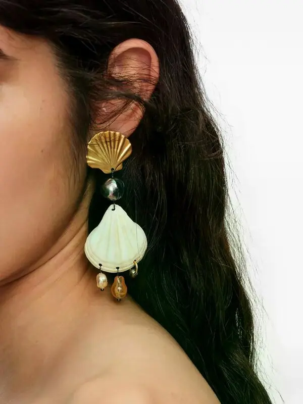 Bimba Y Lola Pearl And Shell Drop Earrings