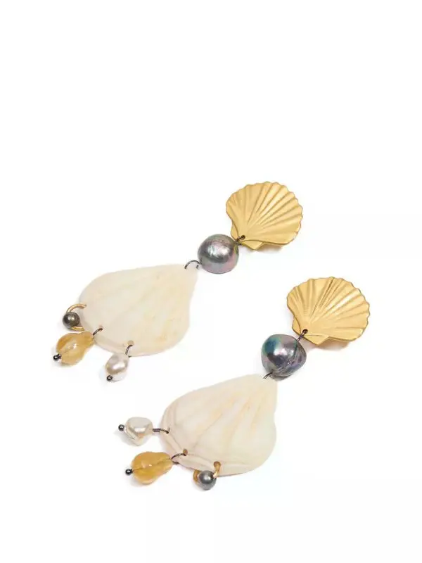 Bimba Y Lola Pearl And Shell Drop Earrings