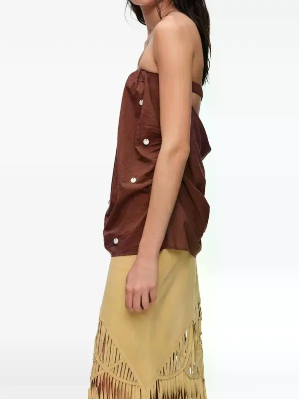 Bimba Y Lola Sequin Embellished Gathered Strapless Top