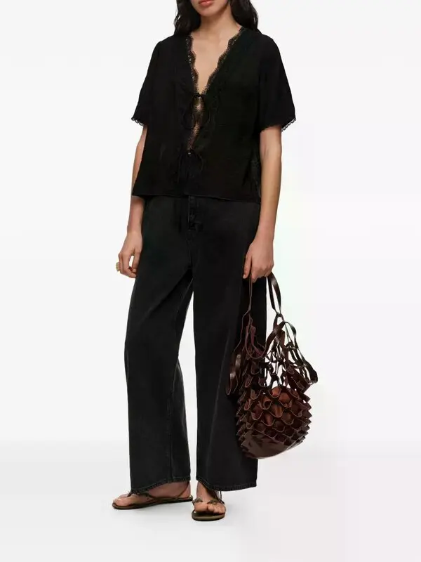 Bimba Y Lola Lace-trimmed V-neck Top