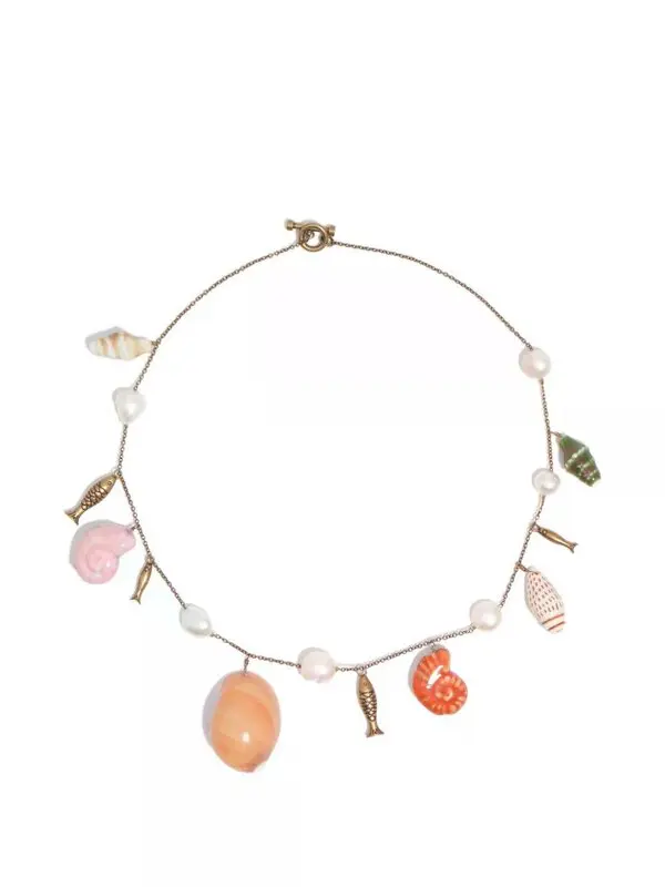 Bimba Y Lola Pearl Embellished Charm Necklace - Gold