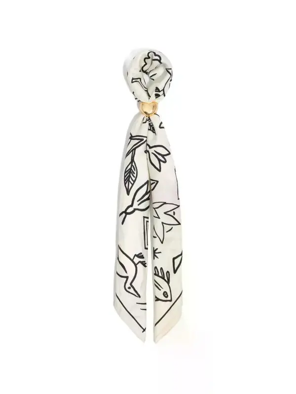Bimba Y Lola Sketch-motif Scarf Bag Charm - Neutrals