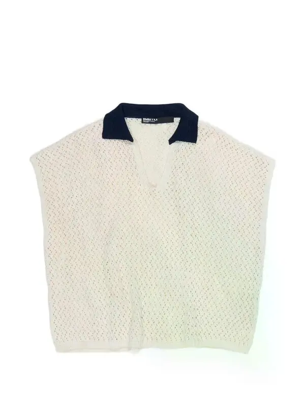 Bimba Y Lola Open-knit V-neck Top - Neutrals