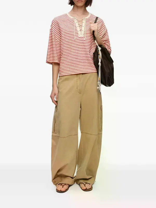 Bimba Y Lola Striped Lace-up T-shirt
