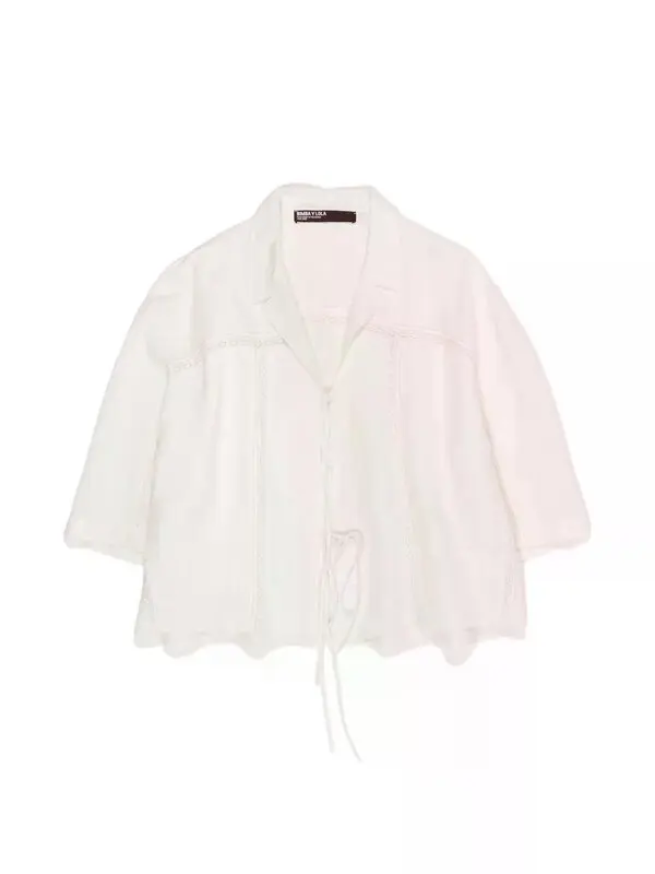 Bimba Y Lola Lace-trim Tie-neck Blouse - White