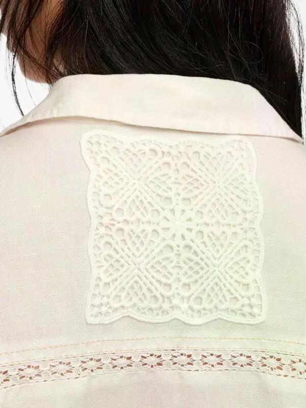 Bimba Y Lola Lace-trim Tie-neck Blouse