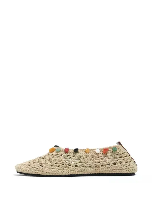 Bimba Y Lola Bead-embellished Crochet Ballet Flats