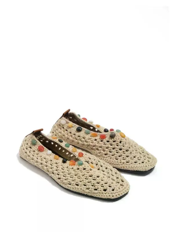 Bimba Y Lola Bead-embellished Crochet Ballet Flats