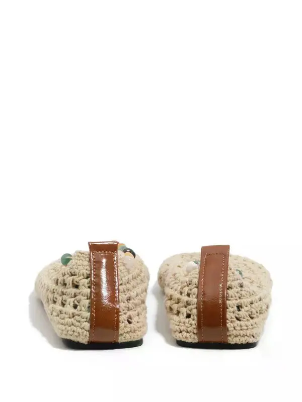 Bimba Y Lola Bead-embellished Crochet Ballet Flats