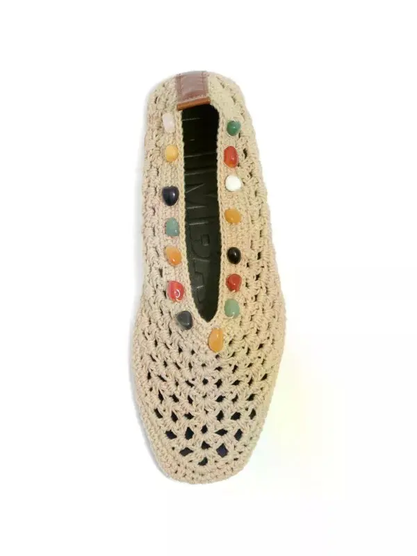 Bimba Y Lola Bead-embellished Crochet Ballet Flats