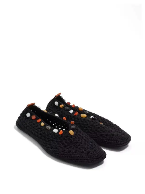 Bimba Y Lola Stone-embellished Crochet-knit Ballet Flats