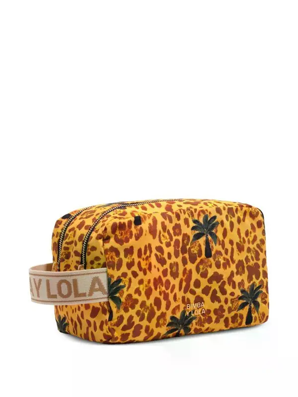 Bimba Y Lola Leopard Print Palm Motif Make-up Bag