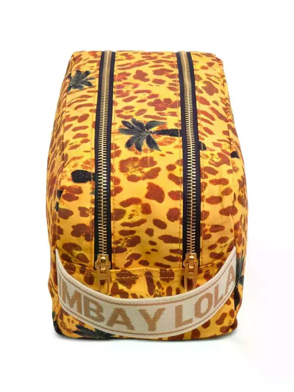 Bimba Y Lola Leopard Print Palm Motif Make-up Bag