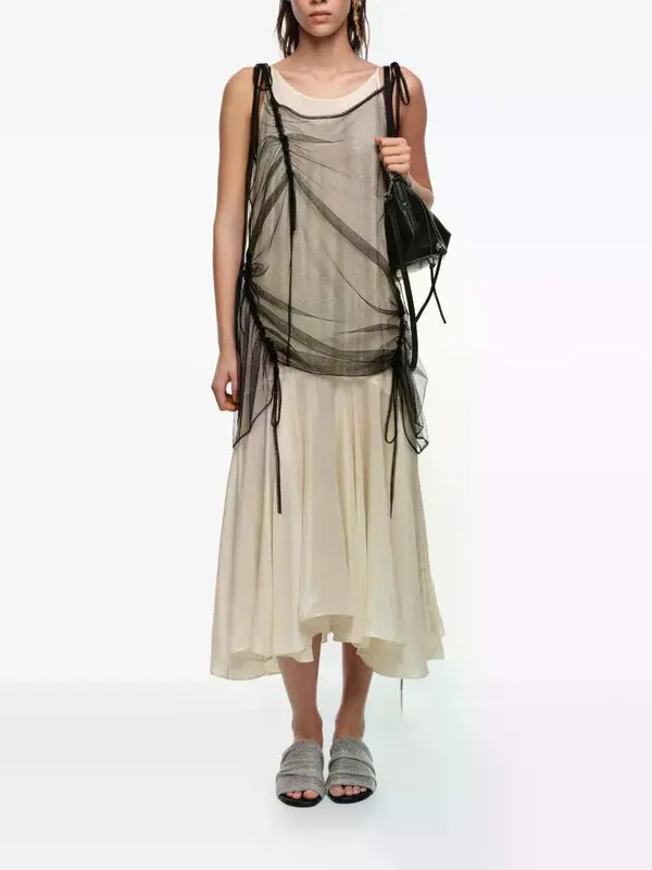 Bimba Y Lola Gathered Midi Dress - Neutrals