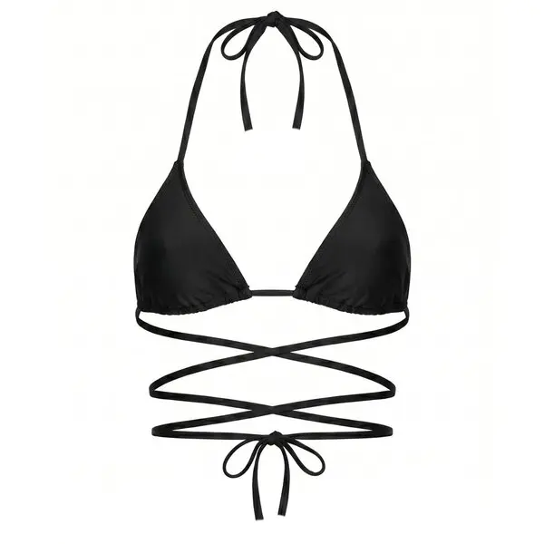 YESUDARE Dubai Triangle Tie Bikini Top - Black