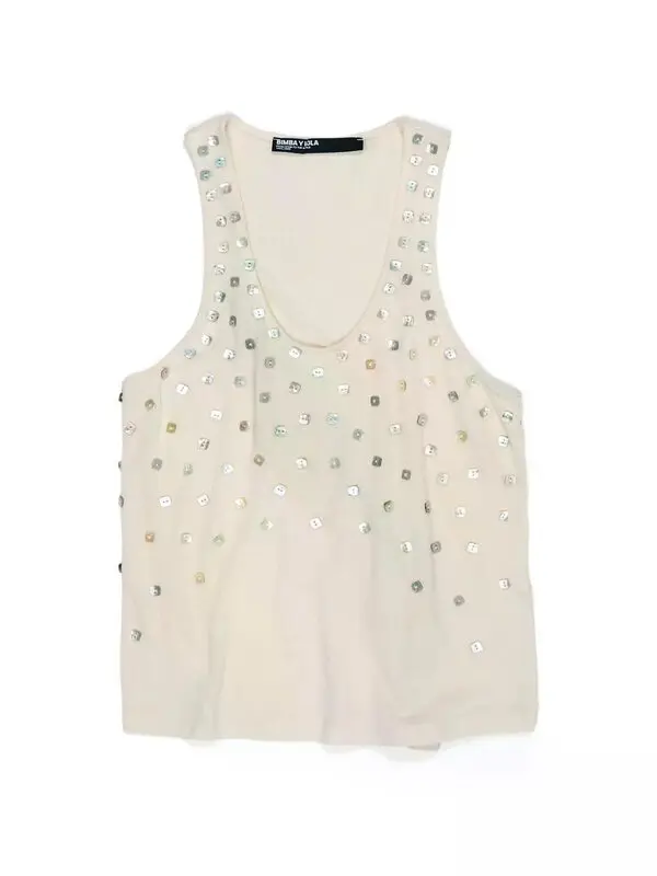 Bimba Y Lola Embellished Scoop Neck Top