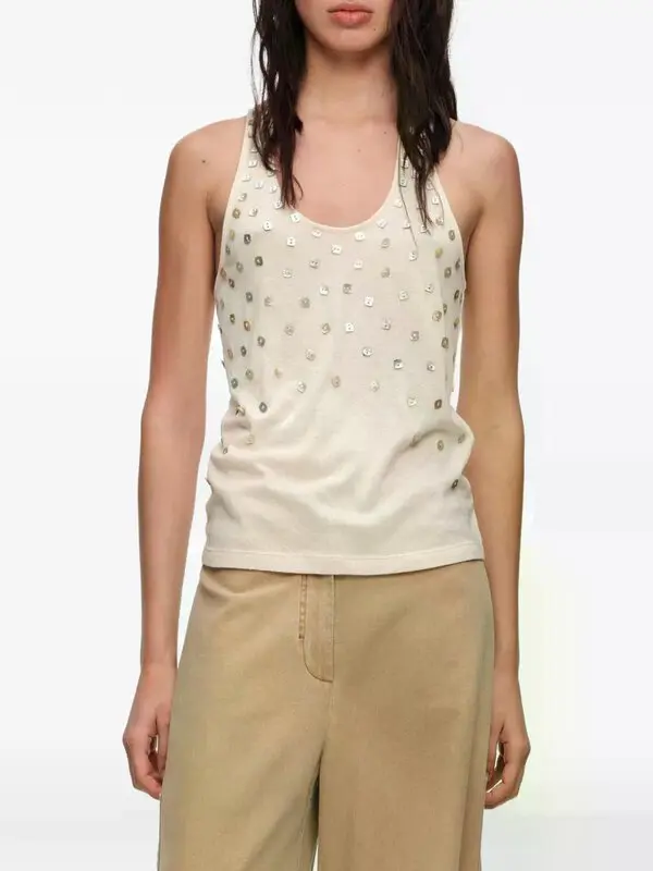 Bimba Y Lola Embellished Scoop Neck Top