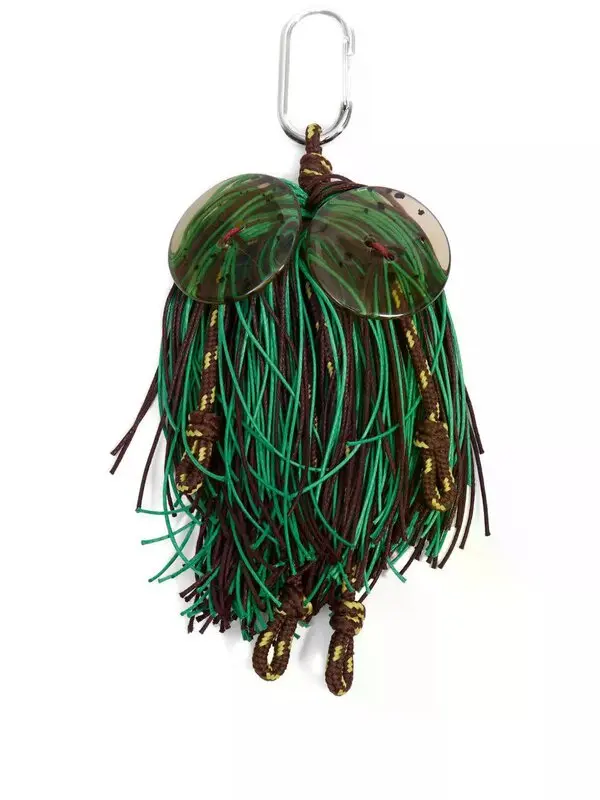 Bimba Y Lola Fringed Keyring With Button Embellishment - Green