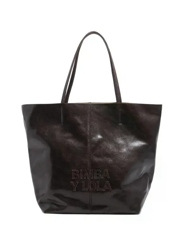 Bimba Y Lola Large Leather Shopper Bag With Embossed Logo