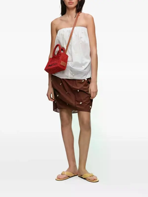Bimba Y Lola Logo Embroidered Woven Mini Bag - Red