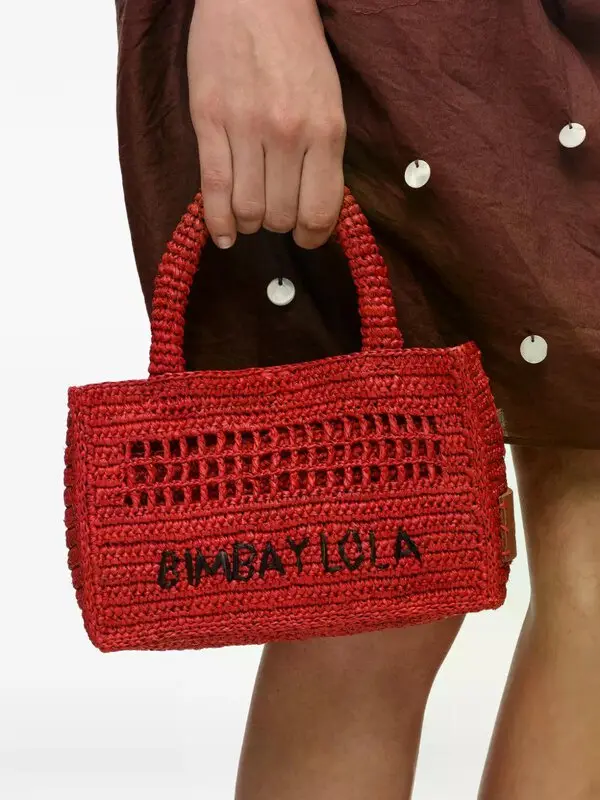 Bimba Y Lola Logo Embroidered Woven Mini Bag - Red