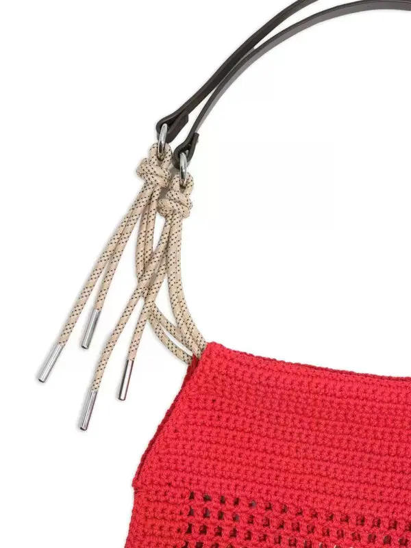 Bimba Y Lola Crochet Open-knit Shoulder Bag With Leather Details