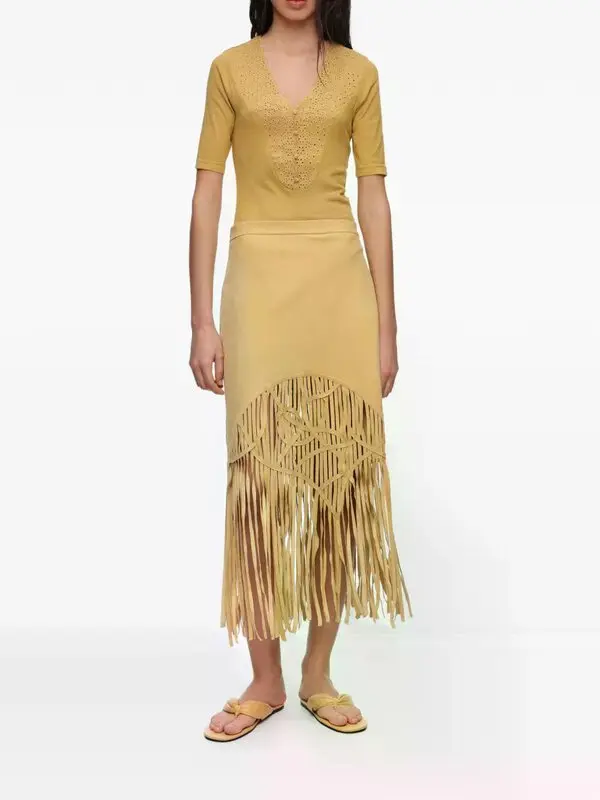 Bimba Y Lola Suede Fringe Skirt