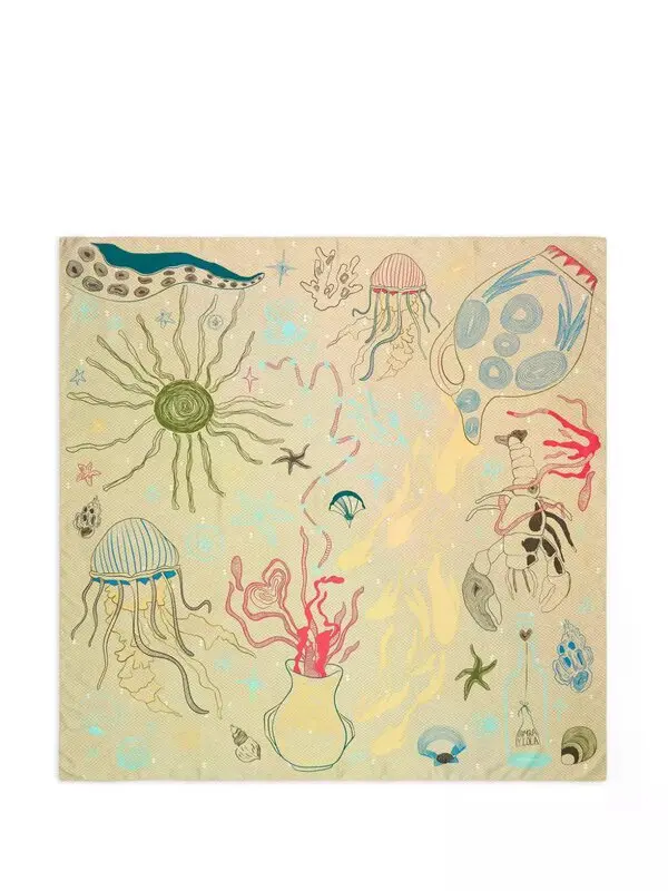 Bimba Y Lola Marine-print Square Scarf - Neutrals