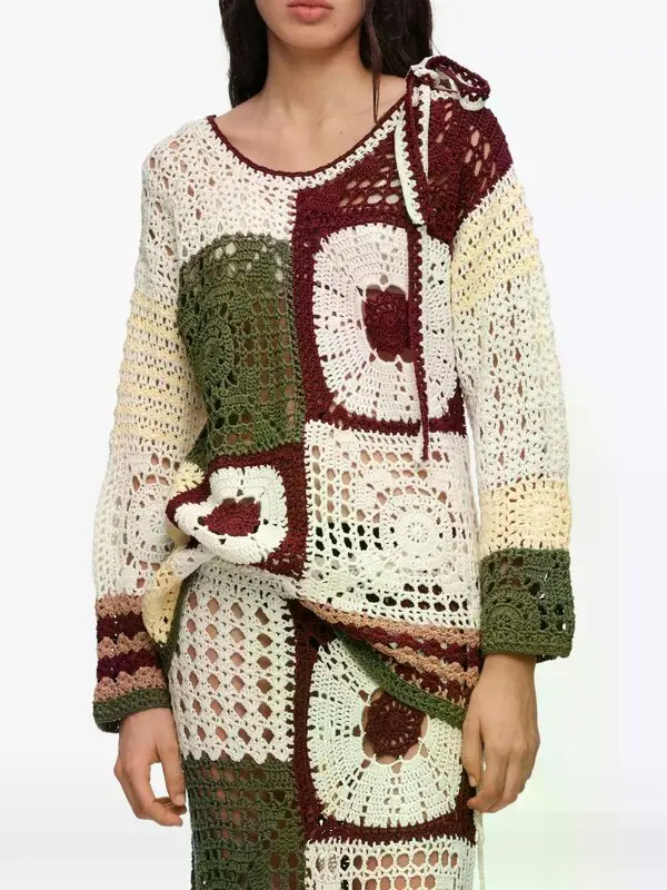 Bimba Y Lola Crochet-knit Patchwork Sweater