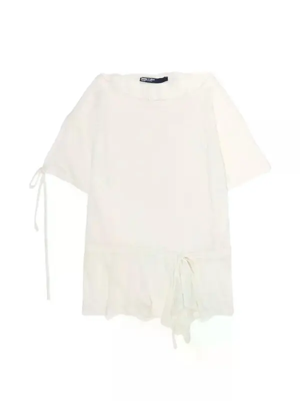 Bimba Y Lola Ivory Linen Drawstring Top