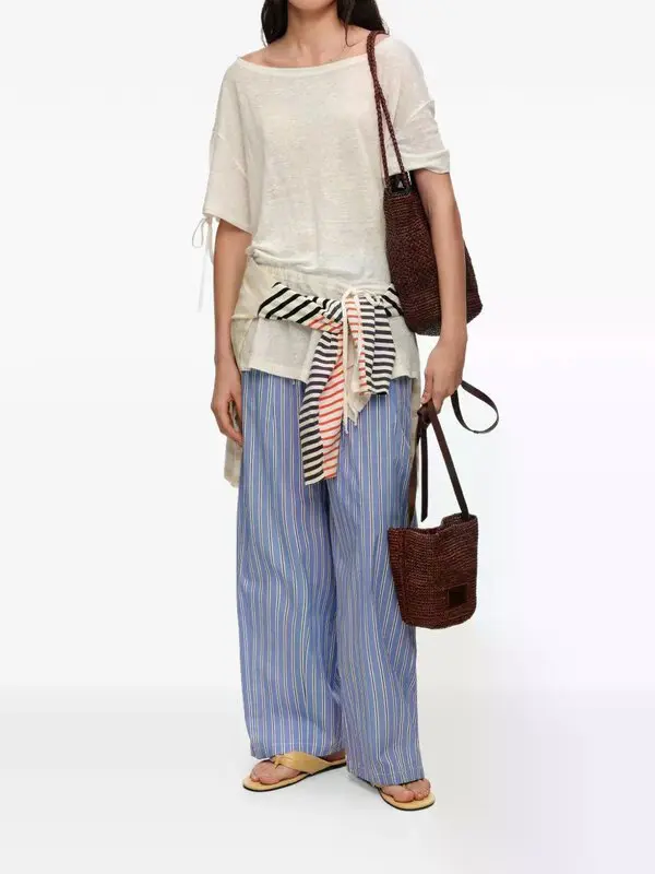 Bimba Y Lola Ivory Linen Drawstring Top