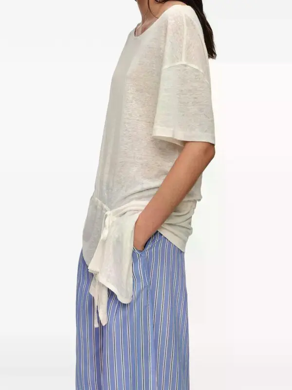 Bimba Y Lola Ivory Linen Drawstring Top