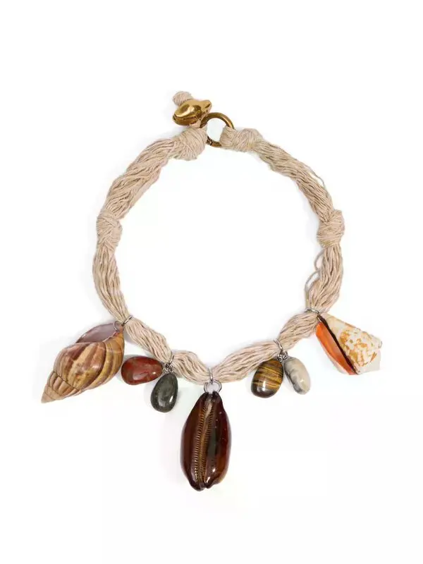 Bimba Y Lola Shell Pendants Cord Necklace - Neutrals