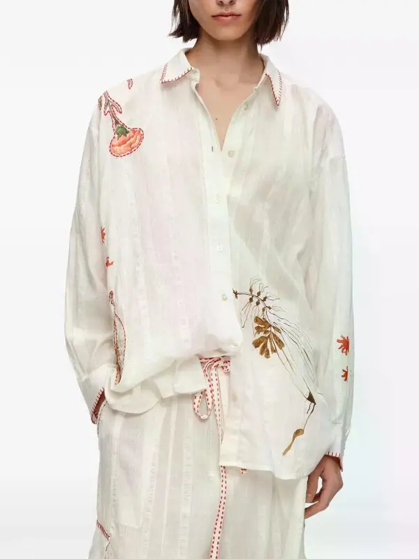Bimba Y Lola Floral Print Shirt With Contrast Stitching