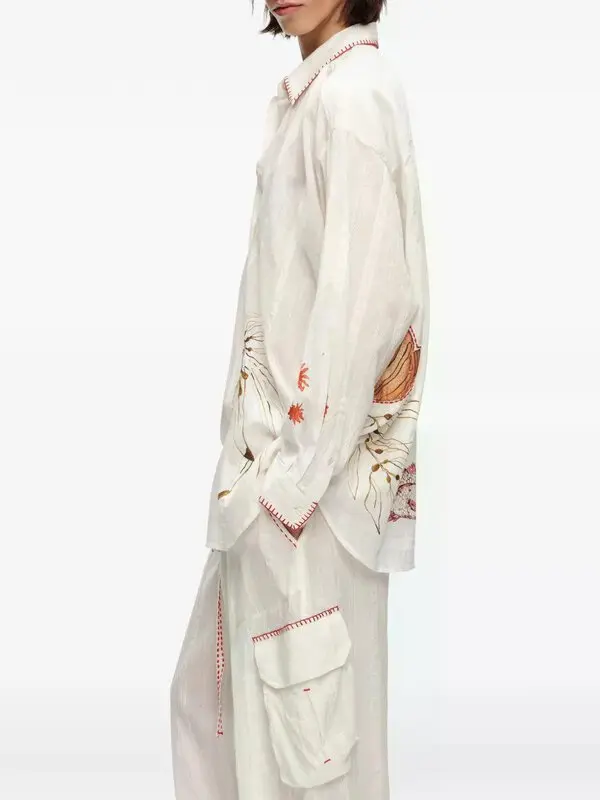 Bimba Y Lola Floral Print Shirt With Contrast Stitching