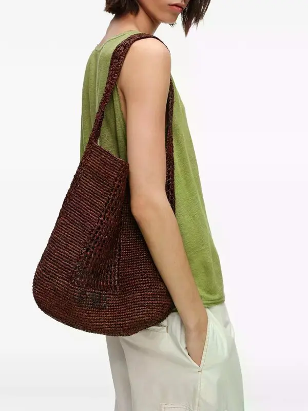 Bimba Y Lola Raffia Shoulder Bag - Brown