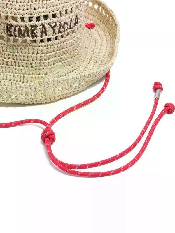 Bimba Y Lola Logo Embroidered Raffia Hat