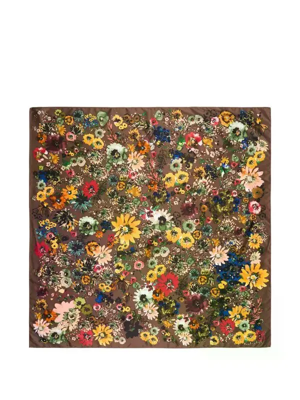 Bimba Y Lola Floral-print Scarf - Brown