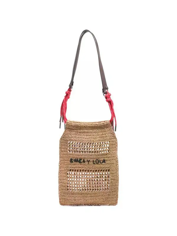 Bimba Y Lola Small Woven Raffia Shoulder Bag - Neutrals