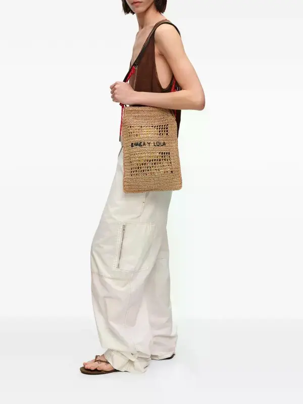 Bimba Y Lola Small Woven Raffia Shoulder Bag - Neutrals