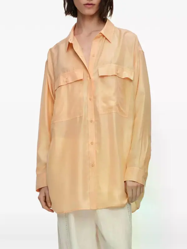 Bimba Y Lola Silk Shirt With Spread Collar And Flap Pockets