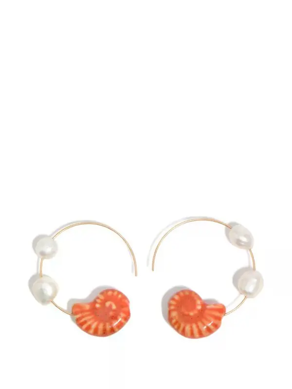 Bimba Y Lola Pearl Hoop Earrings - Gold