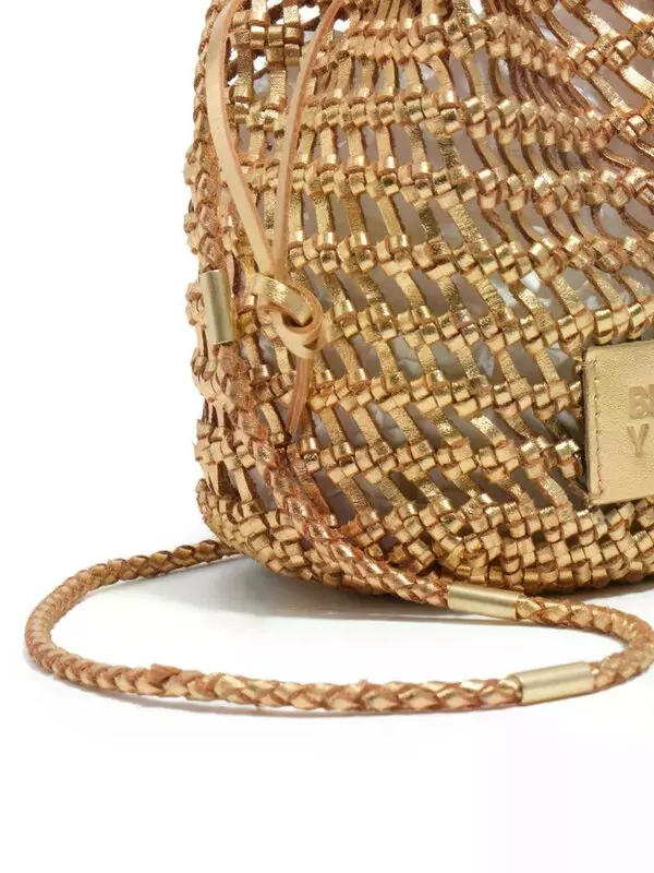 Bimba Y Lola Braided Leather Bucket Bag - Gold
