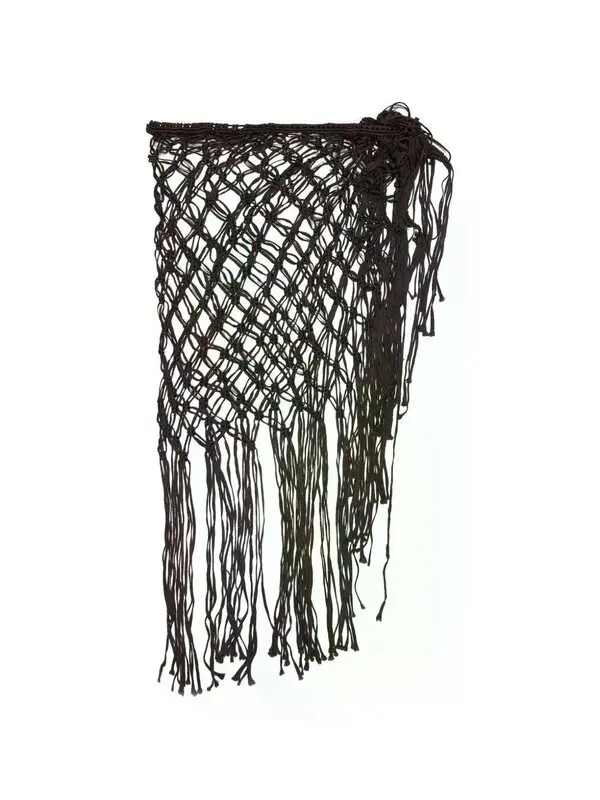 Bimba Y Lola Open-knit Fringed Scarf - Brown